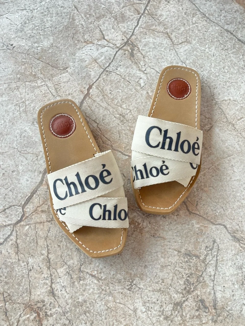 Chloe | Shoes | Chlo Woody Flat Logo Ribbon Slide Sandals | Poshmark